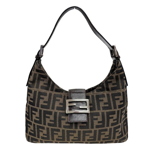 Fendi | Bags | Fendi Zucca Bag Canvas Leather Brown Silver Hardware ...